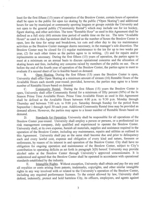 Breslow Ice Arena Operating Agreement (As Considered by Regents) | PDF