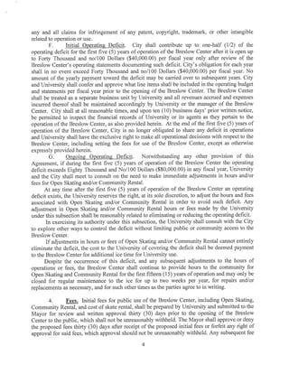 Breslow Ice Arena Operating Agreement (As Considered by Regents) | PDF