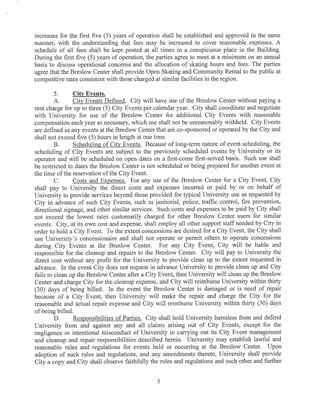 Breslow Ice Arena Operating Agreement (As Considered by Regents) | PDF