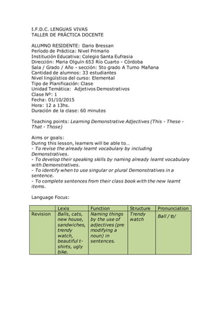 Lesson Plan Primary 1 | PDF