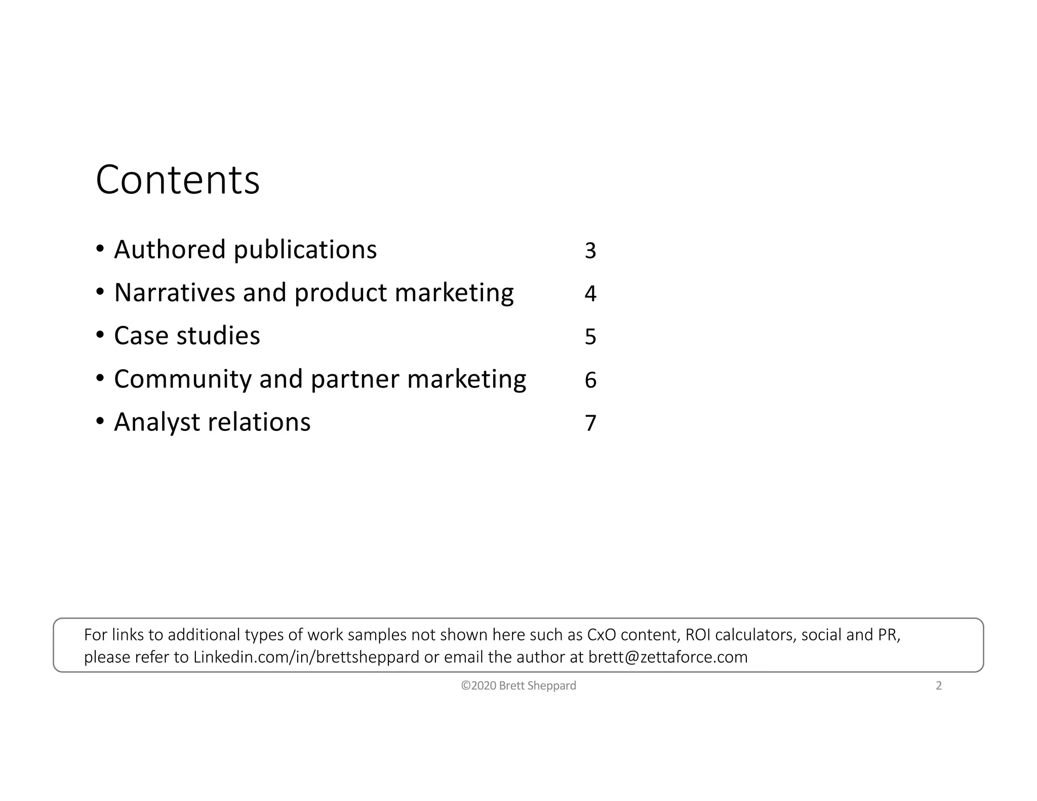 Brett Sheppard Sample Portfolio | PDF