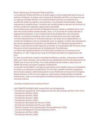 Breve historia de la constitución política del perú | DOCX