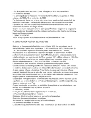 Breve historia de la constitución política del perú | DOCX