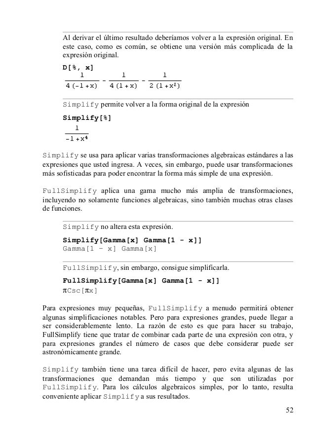 Breve manual mathematica