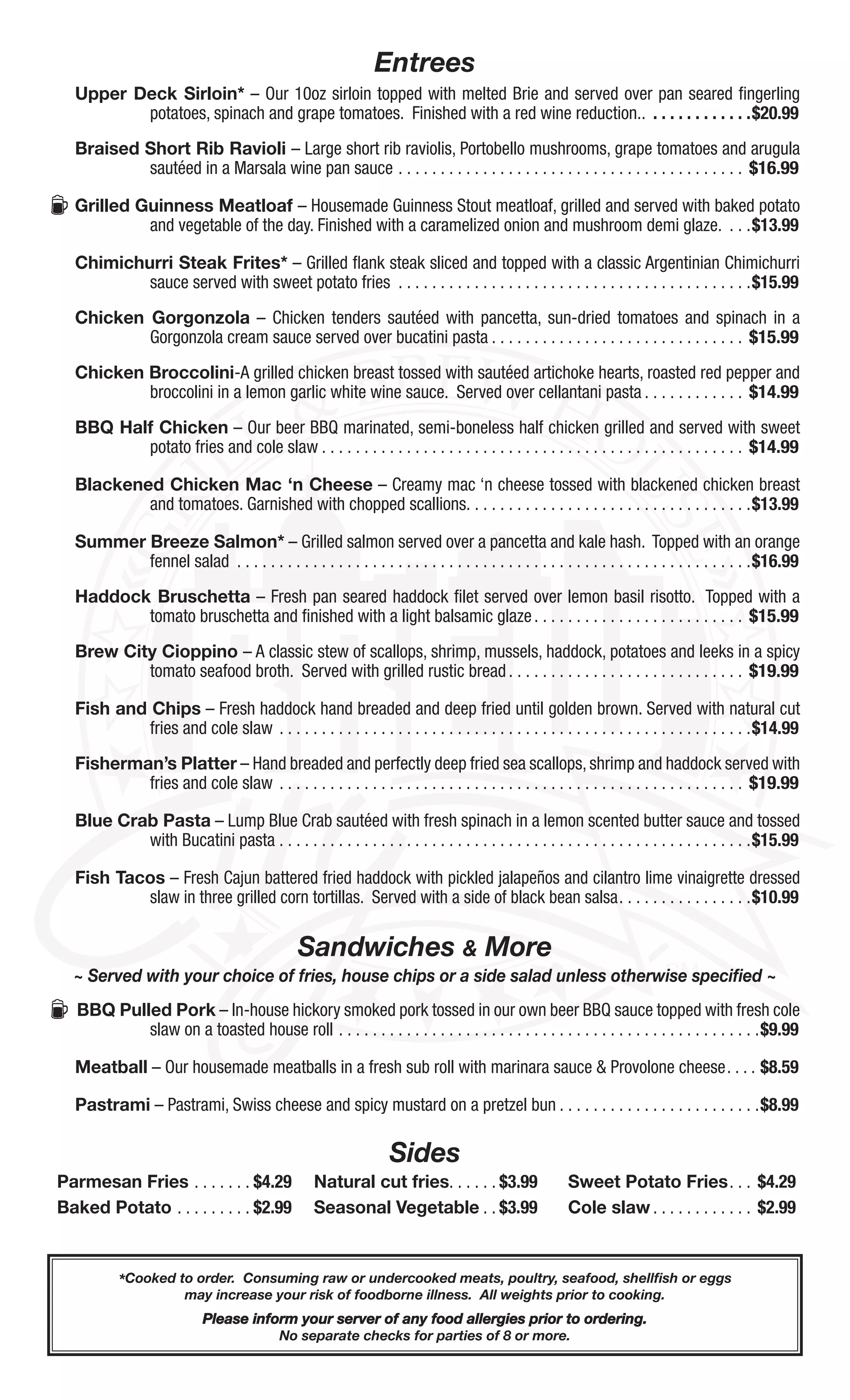 Brew City - Dinner Menu | PDF | Barbecues and Grilling | Food & Drink