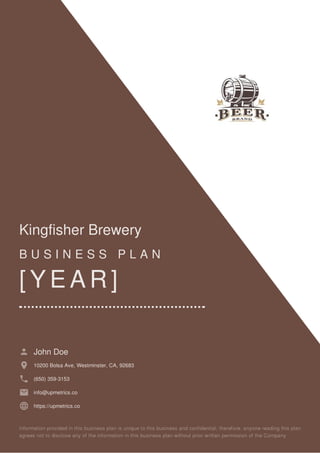 brewery business plan example template.. | PDF