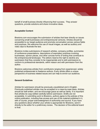 Brextons, Inc. Contributor Guidelines & Overview | PDF | Desktop ...