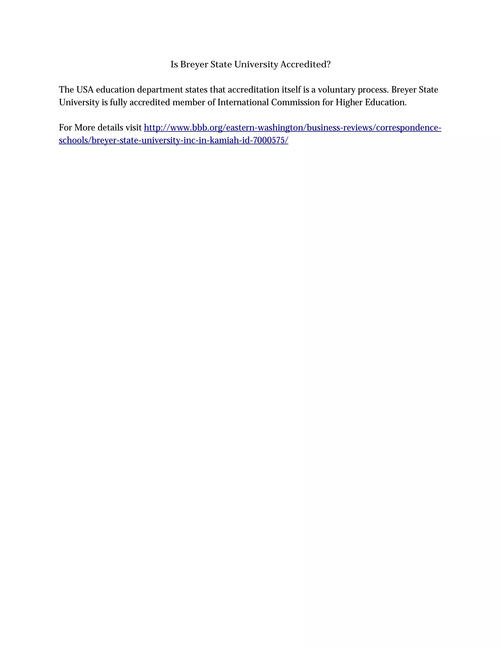 Accredited Breyer State University | PDF