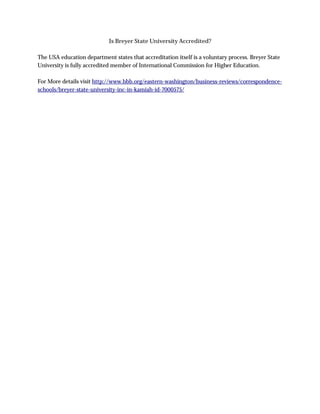 Accredited Breyer State University | PDF