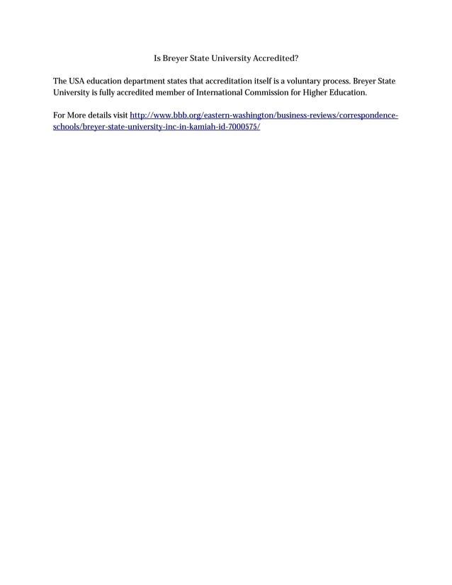 Accredited Breyer State University | PDF