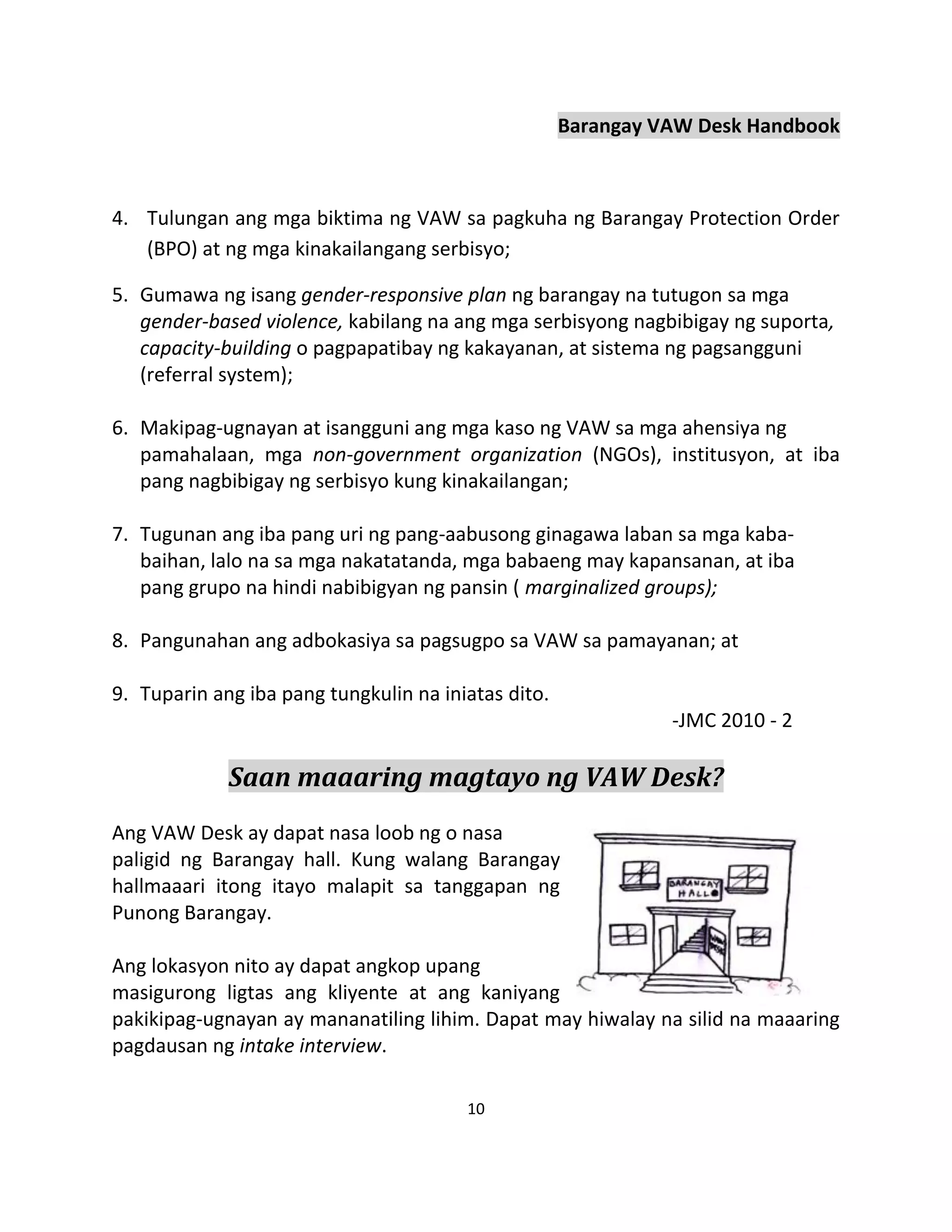 Brgy Vaw Handbook Tagalog Final Texts | PDF