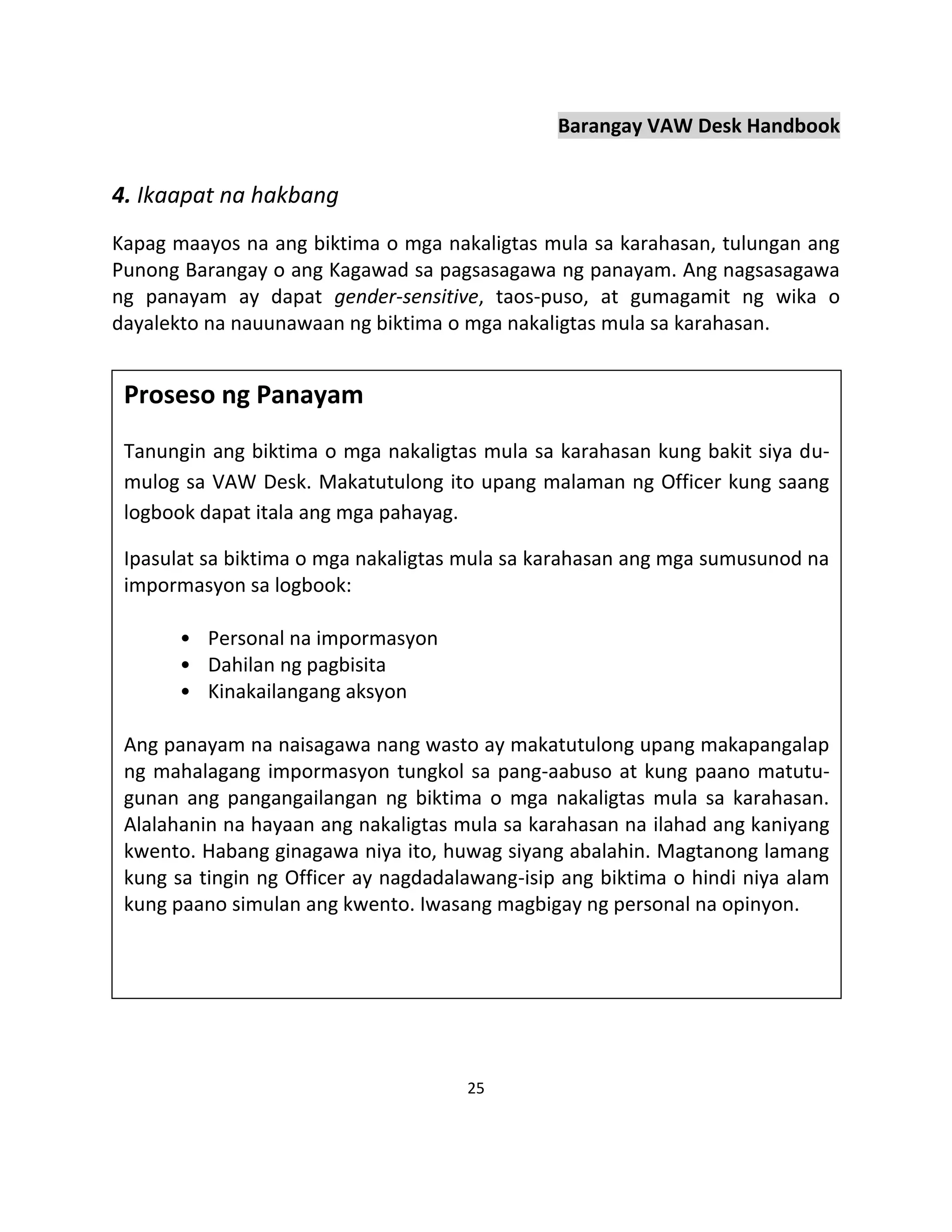 Brgy Vaw Handbook Tagalog Final Texts | PDF
