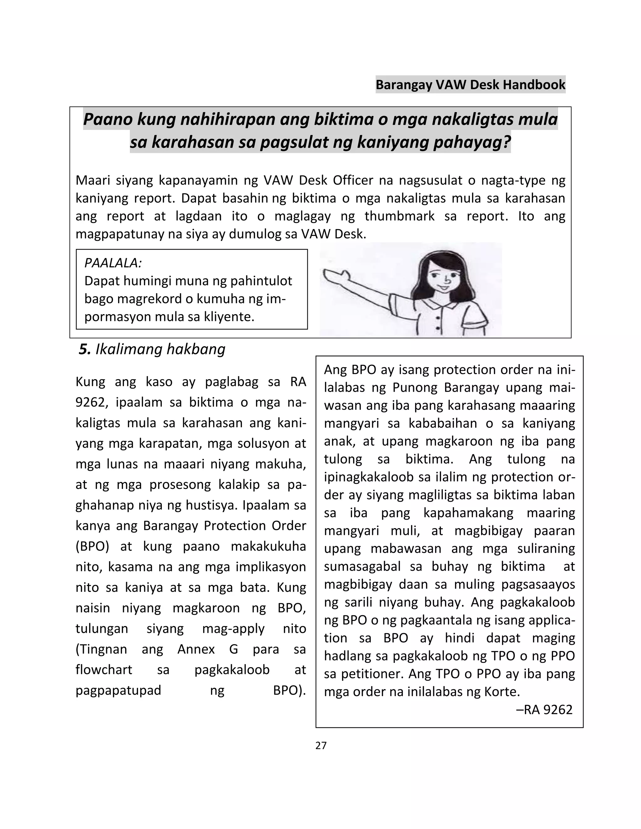Brgy Vaw Handbook Tagalog Final Texts | PDF