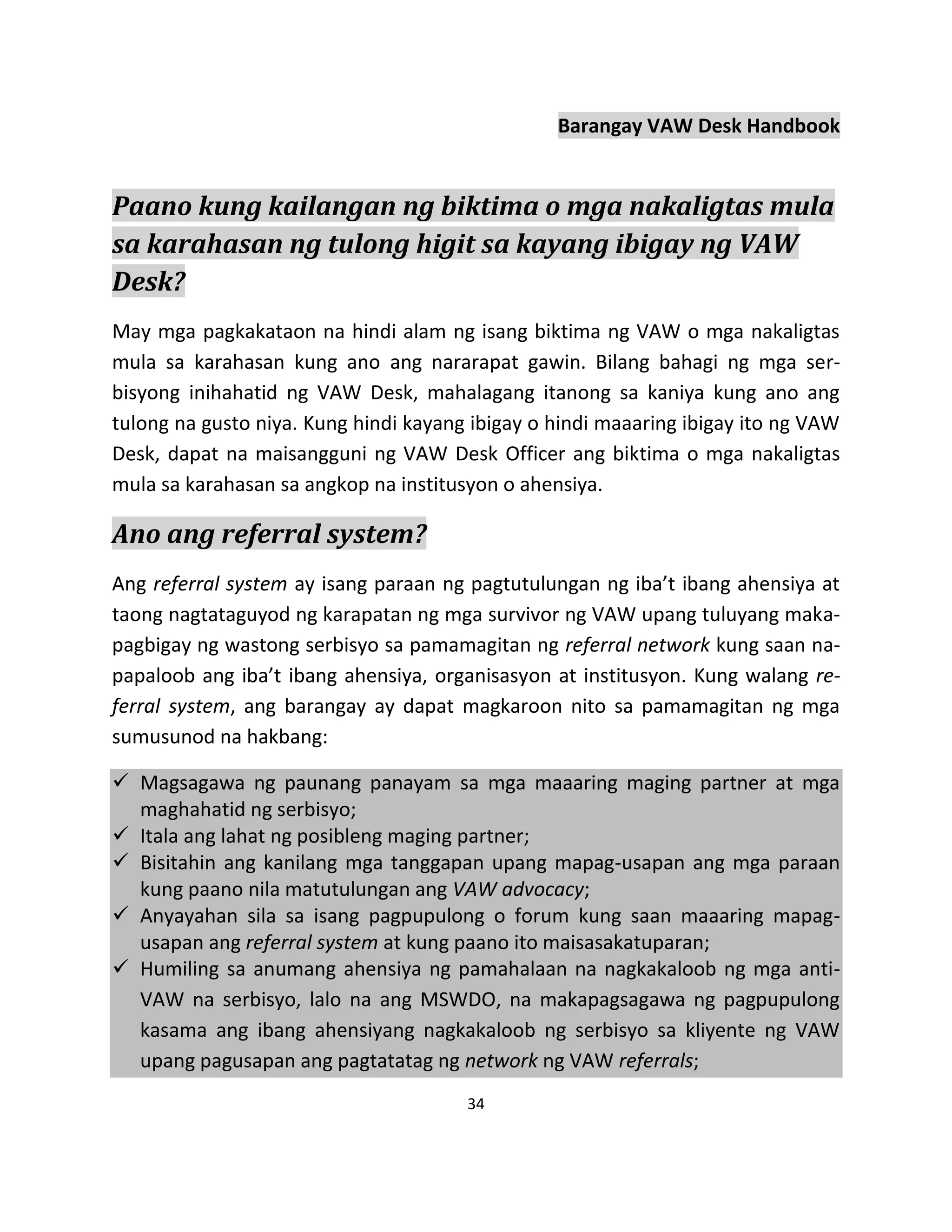 Brgy Vaw Handbook Tagalog Final Texts | PDF