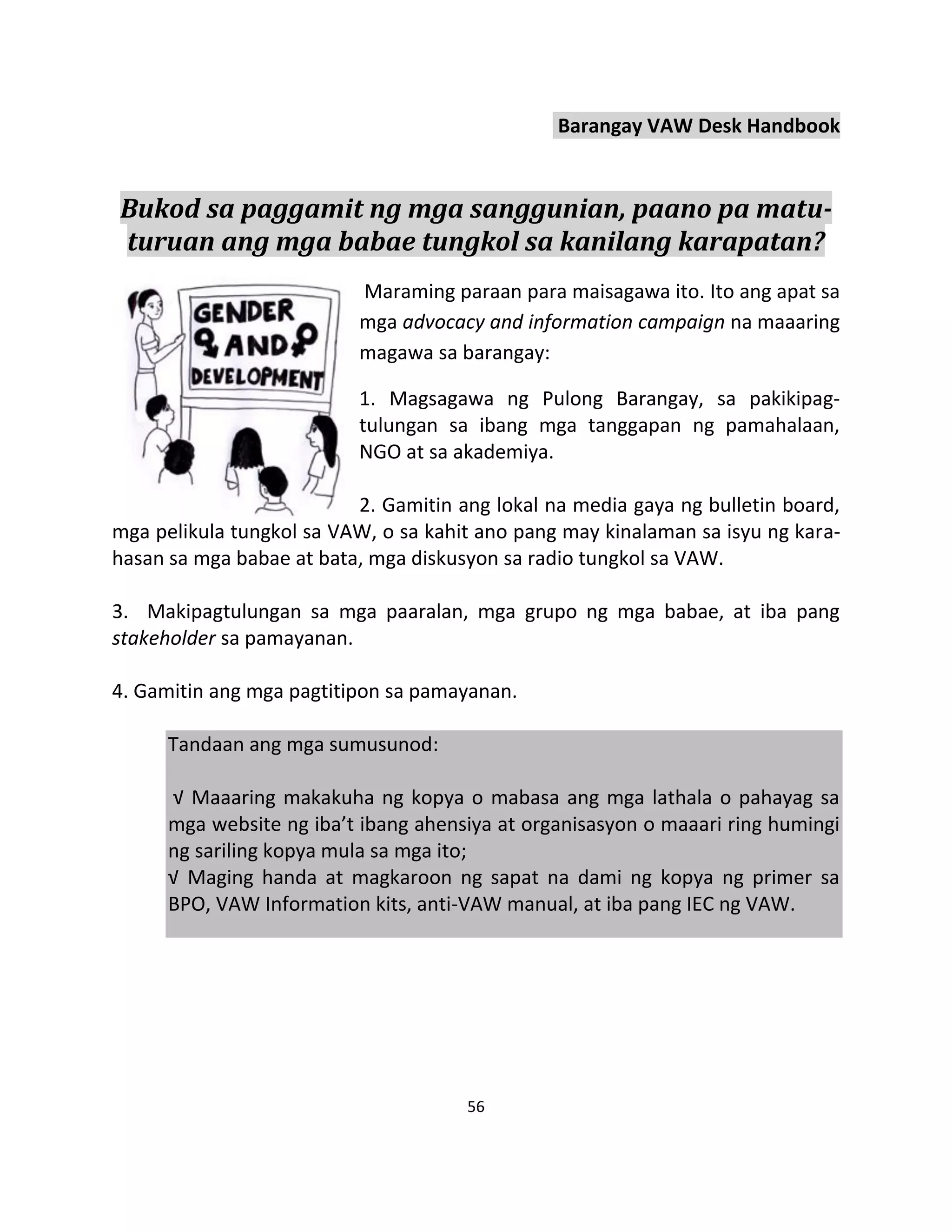 Brgy Vaw Handbook Tagalog Final Texts | PDF