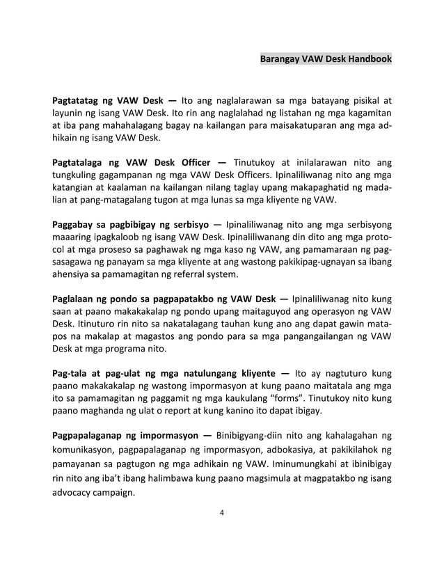 Brgy Vaw Handbook Tagalog Final Texts | PDF