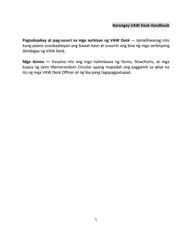 Brgy Vaw Handbook Tagalog Final Texts | PDF