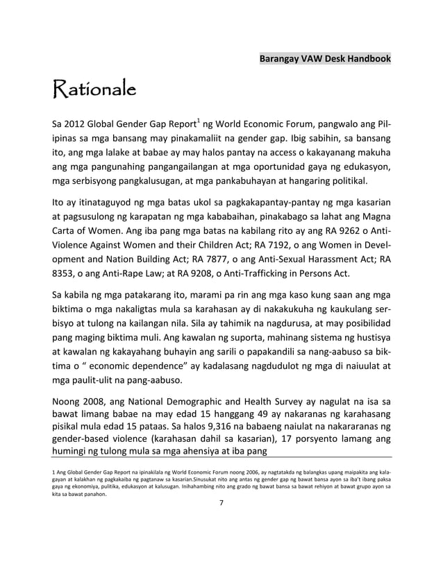 Brgy Vaw Handbook Tagalog Final Texts | PDF