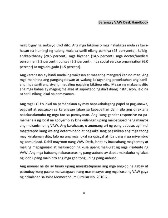 Brgy Vaw Handbook Tagalog Final Texts | PDF