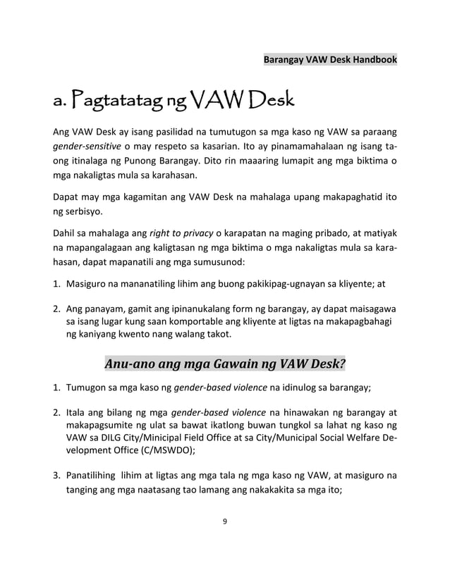 Brgy Vaw Handbook Tagalog Final Texts | PDF