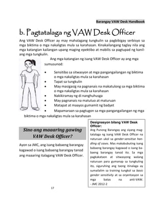 Brgy Vaw Handbook Tagalog Final Texts | PDF