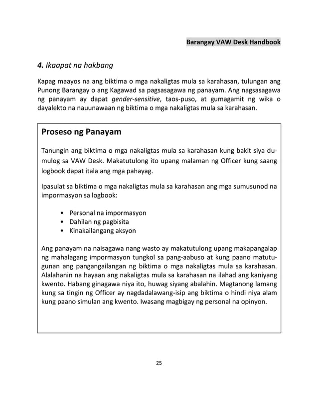 Brgy Vaw Handbook Tagalog Final Texts | PDF