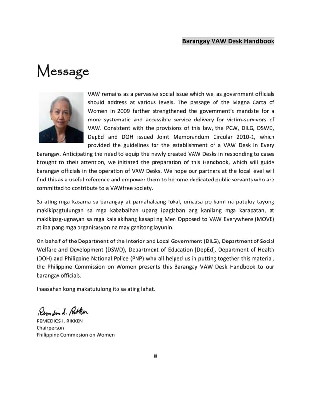 Brgy Vaw Handbook Tagalog Final Texts | PDF