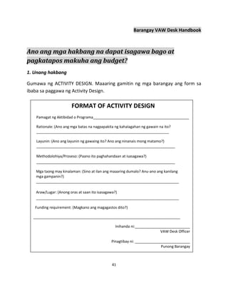 Brgy Vaw Handbook Tagalog Final Texts | PDF