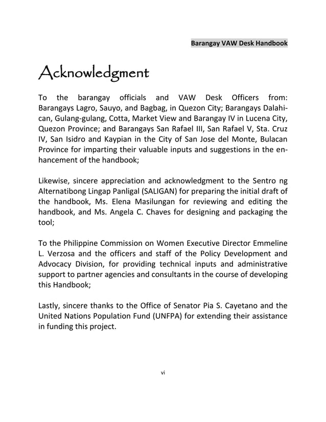 Brgy Vaw Handbook Tagalog Final Texts | PDF