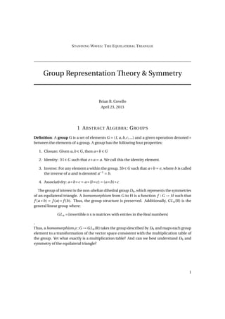 Brian Covello: Research in Mathematical Group Representation Theory and ...