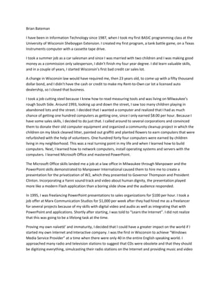 Brian Bateman BIO | PDF