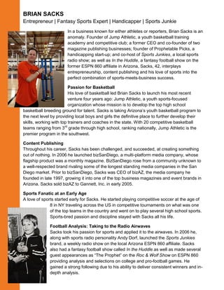 Jump Athletic's Brian Sacks | PDF | Sports Radio | Genres