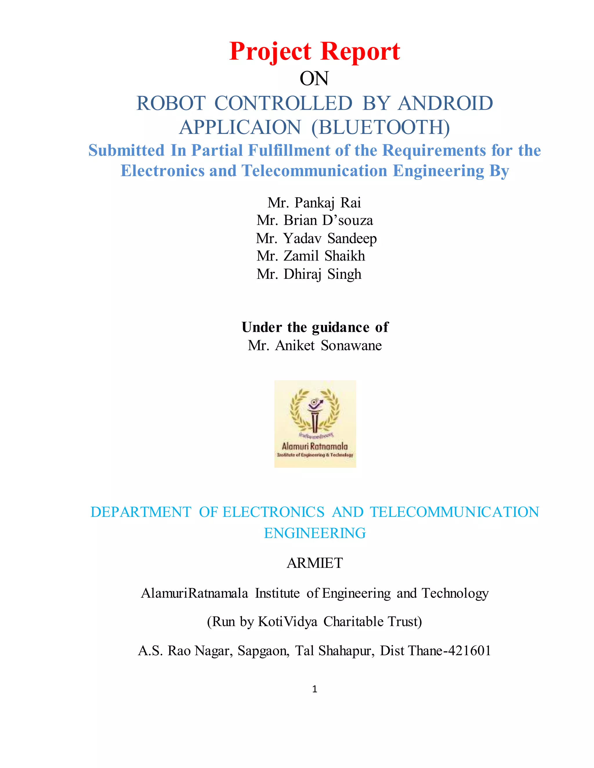 Bluetooth Controlled Robot | DOCX