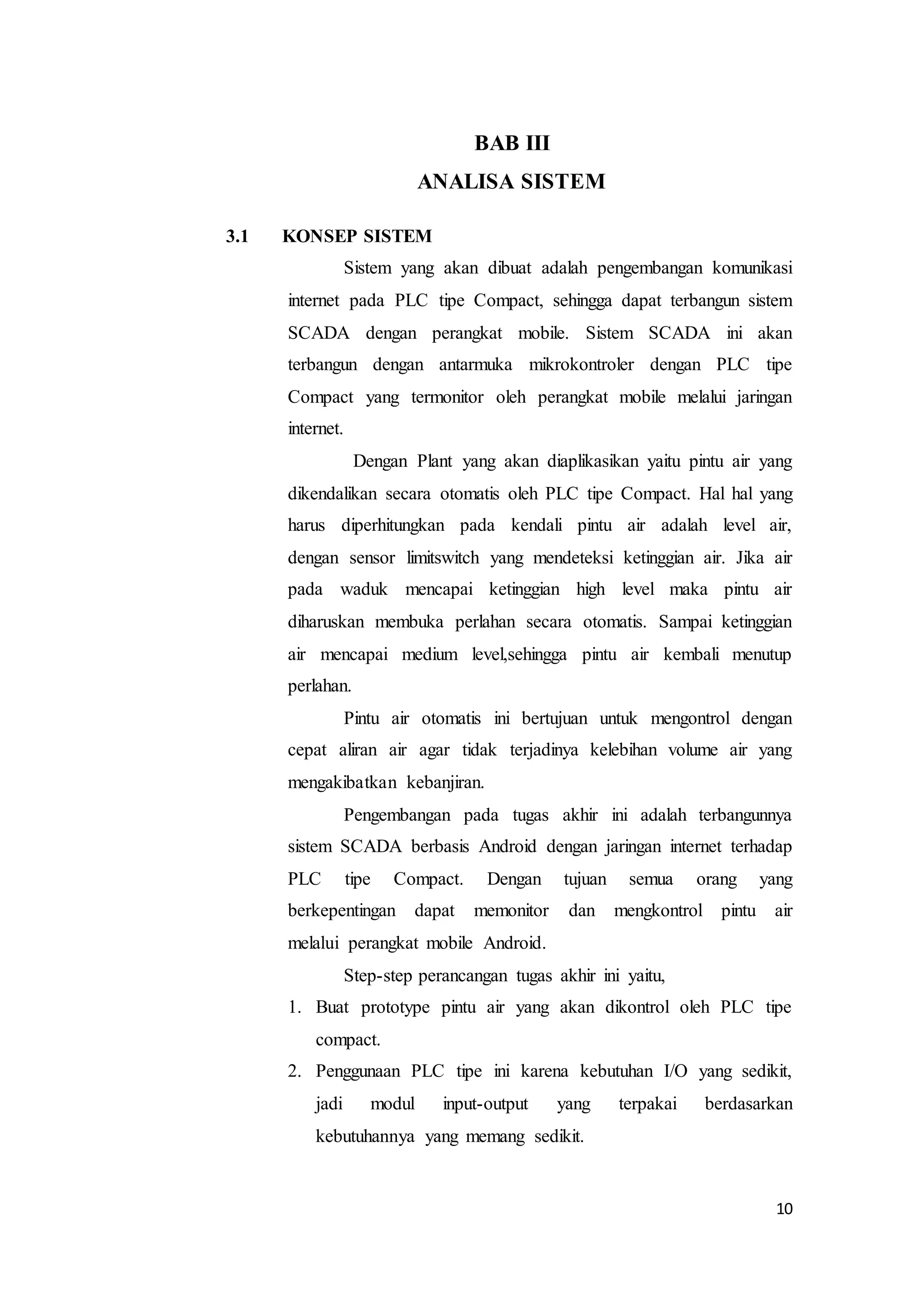 Pengembangan Sistem SCADA Pada PLC Tipe COMPACT Untuk Aplikasi PIntu ...