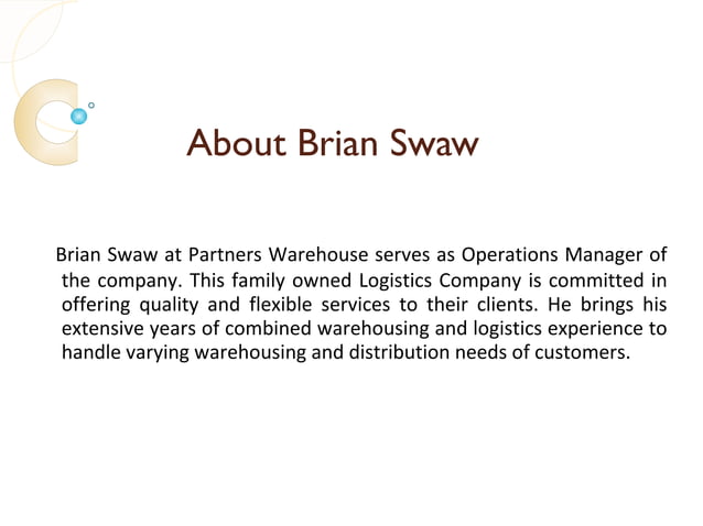 Brian swaw partner warehouse | PPT