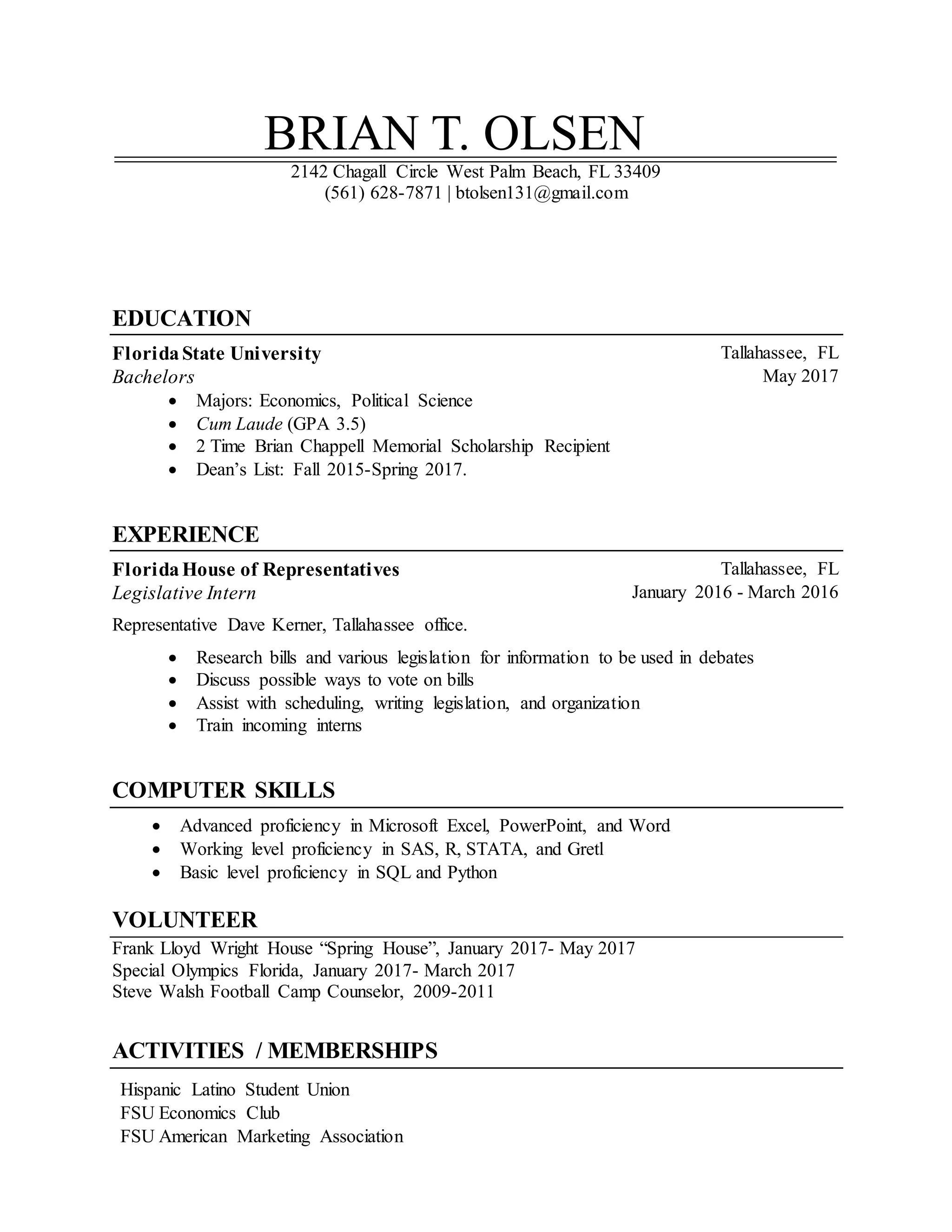 Brian T Olsen resume | DOCX