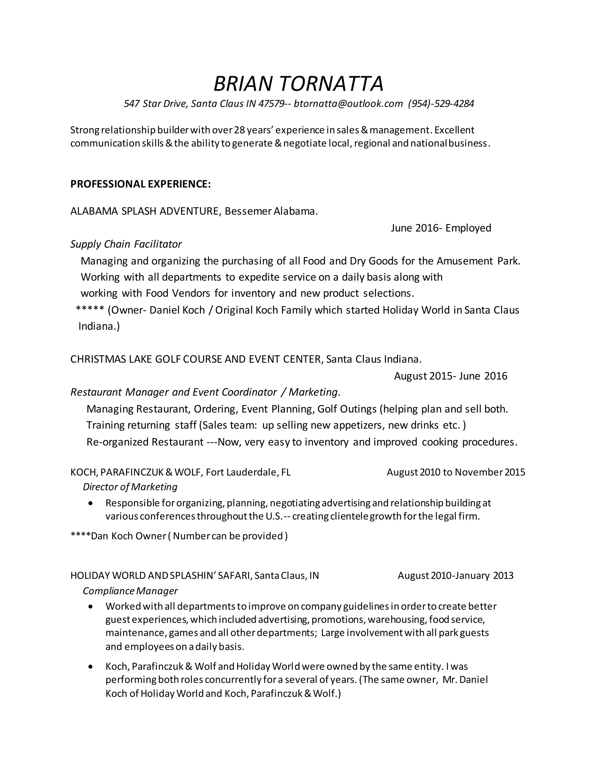 Brian tornatta resume l | DOCX
