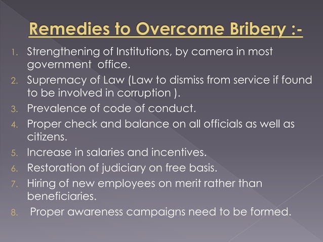 Bribery ppt (1) our presentation | PPTX | Debated Sensitive Social ...