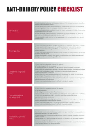 Bribery Act checklist | PDF