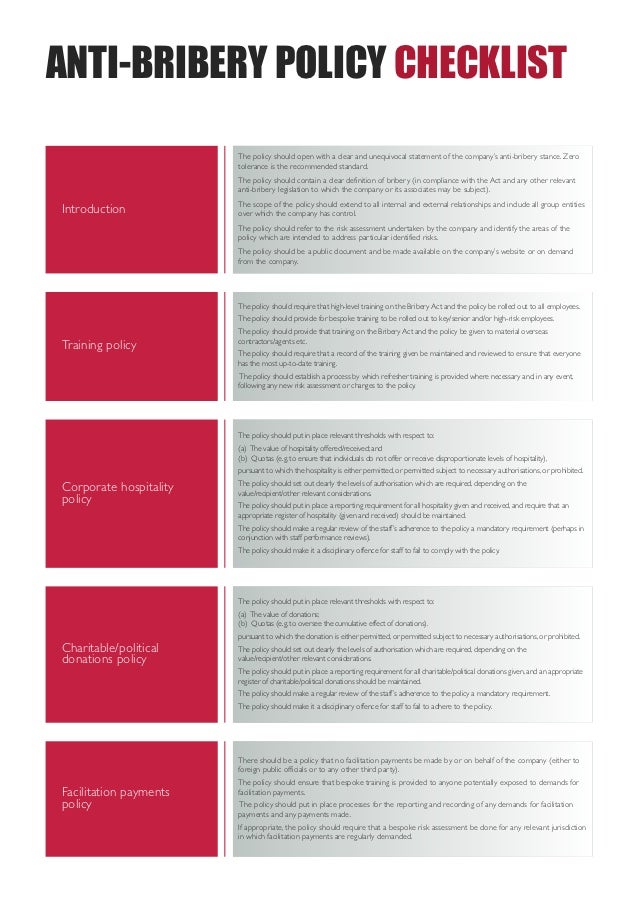 Bribery Act checklist
