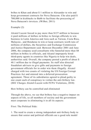 Bribery is an age-old social scourge that found in all societies and.docx