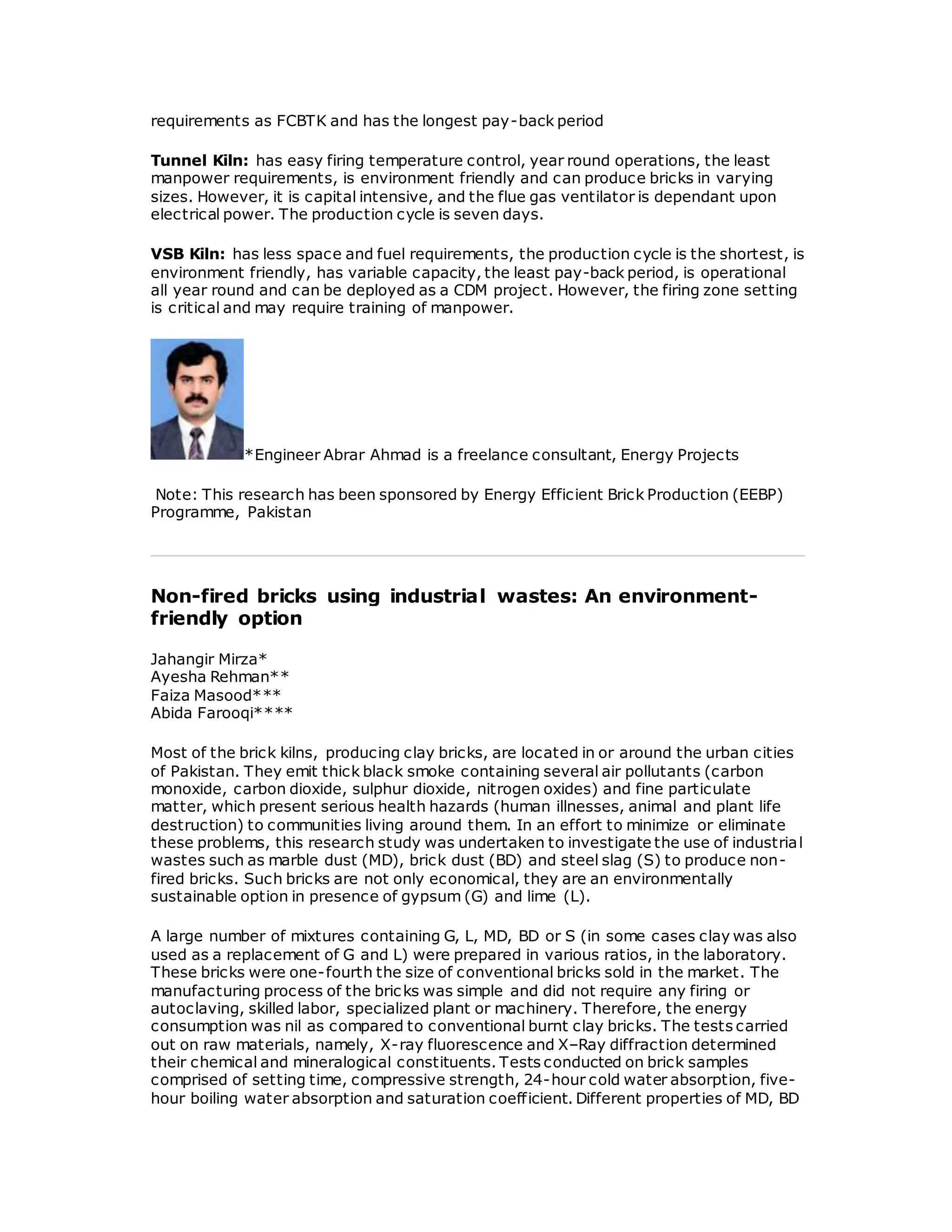 Brick kiln conditions in pakistan | DOCX