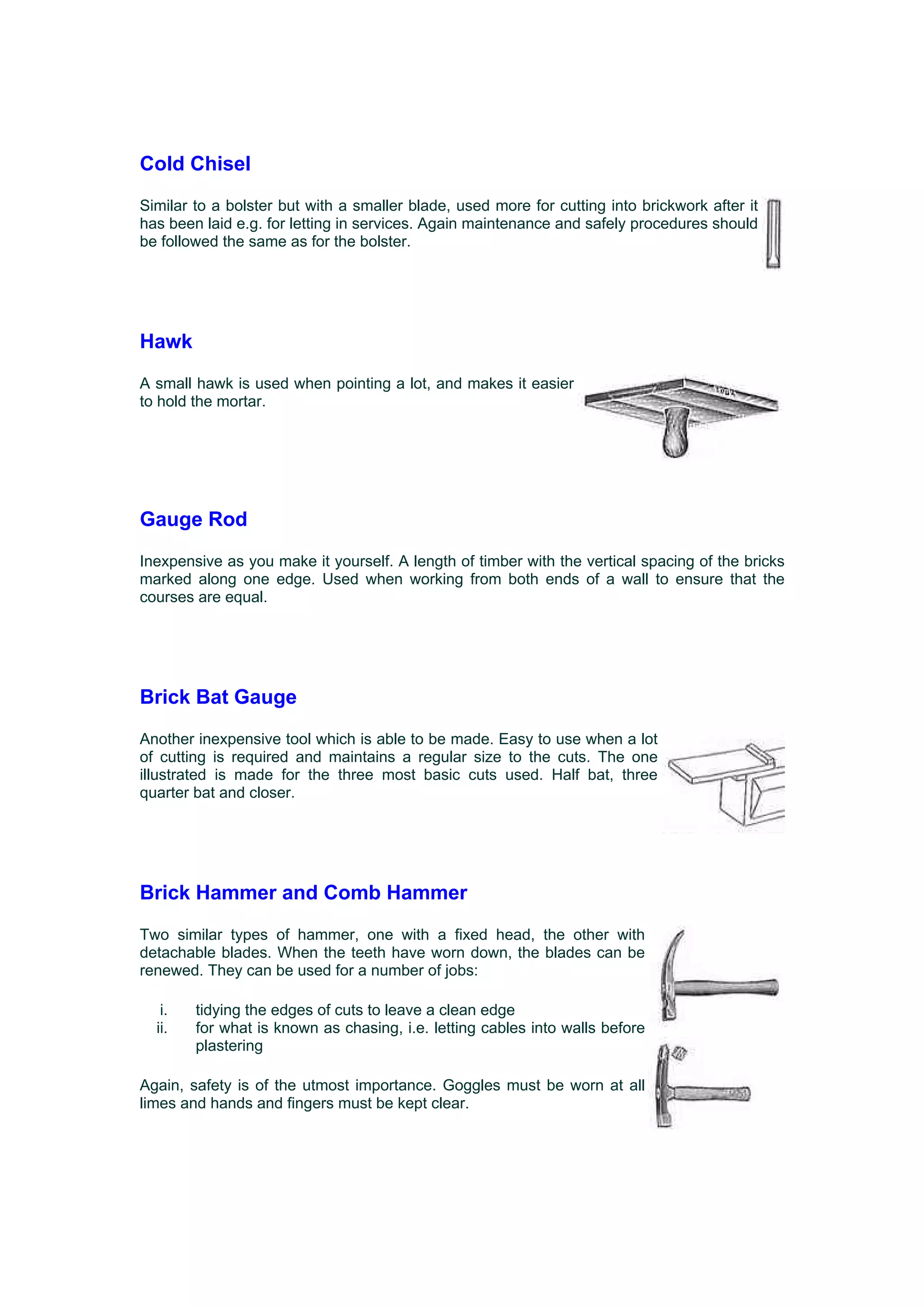 Bricklayers tool kit | PDF