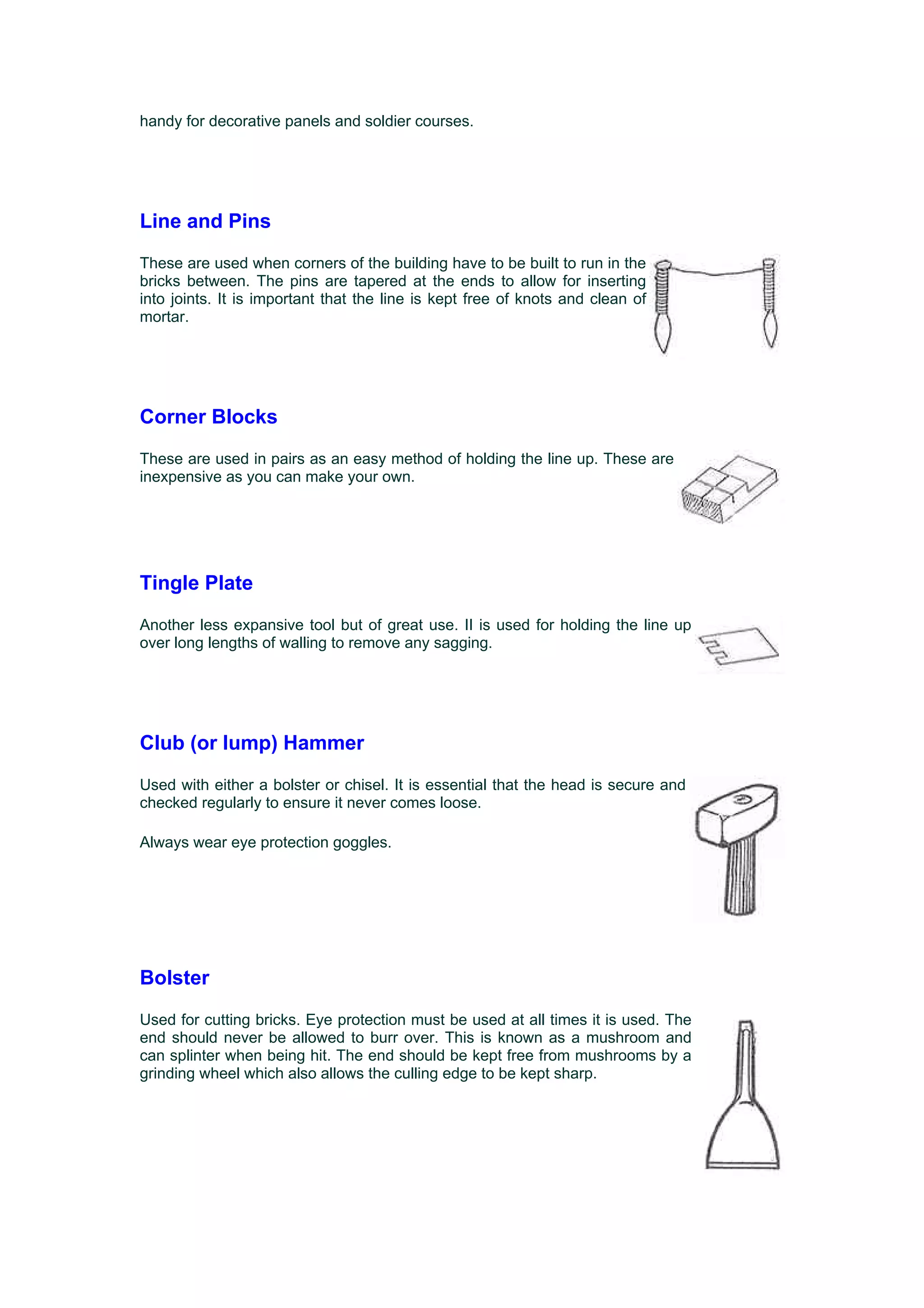 Bricklayers tool kit | PDF