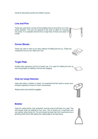 Bricklayers tool kit | PDF