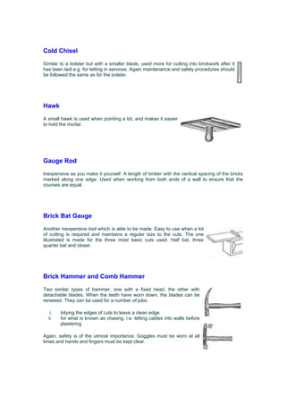 Bricklayers tool kit | PDF
