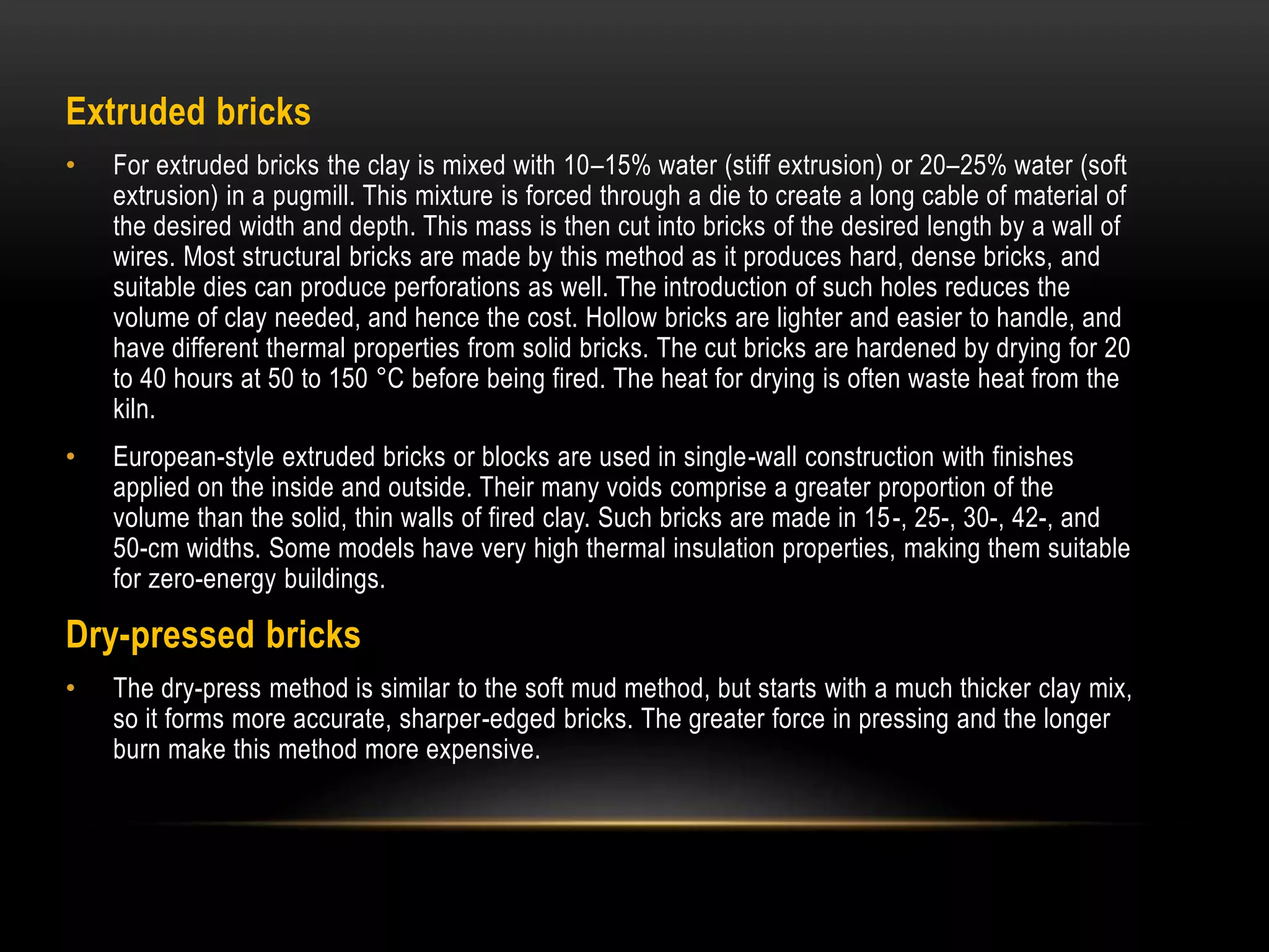 Brick , manufacturing process & types of brick | PPTX