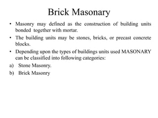 Brick Masonry and its types used in construction | PDF