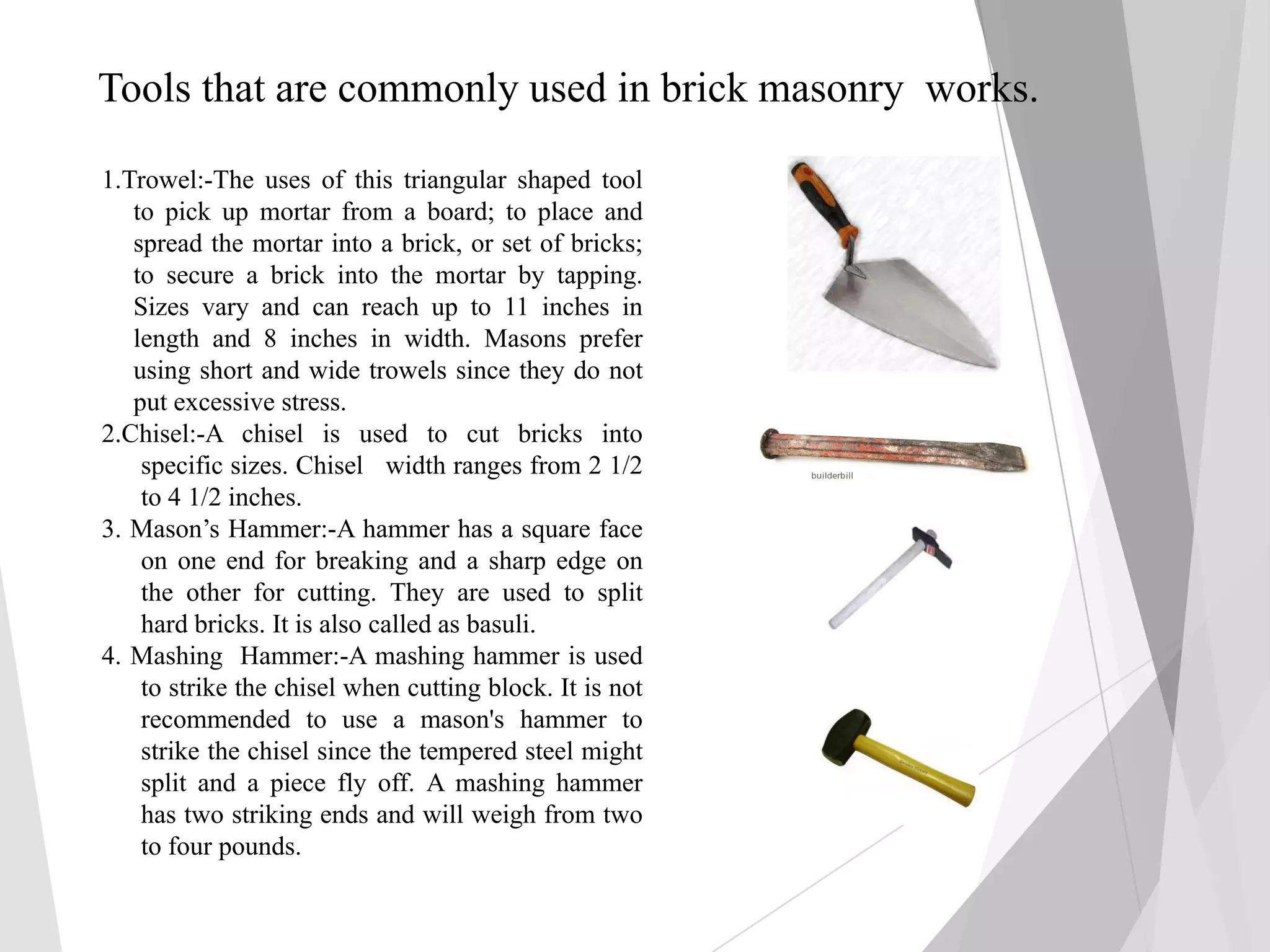Brick masonry tools | PDF