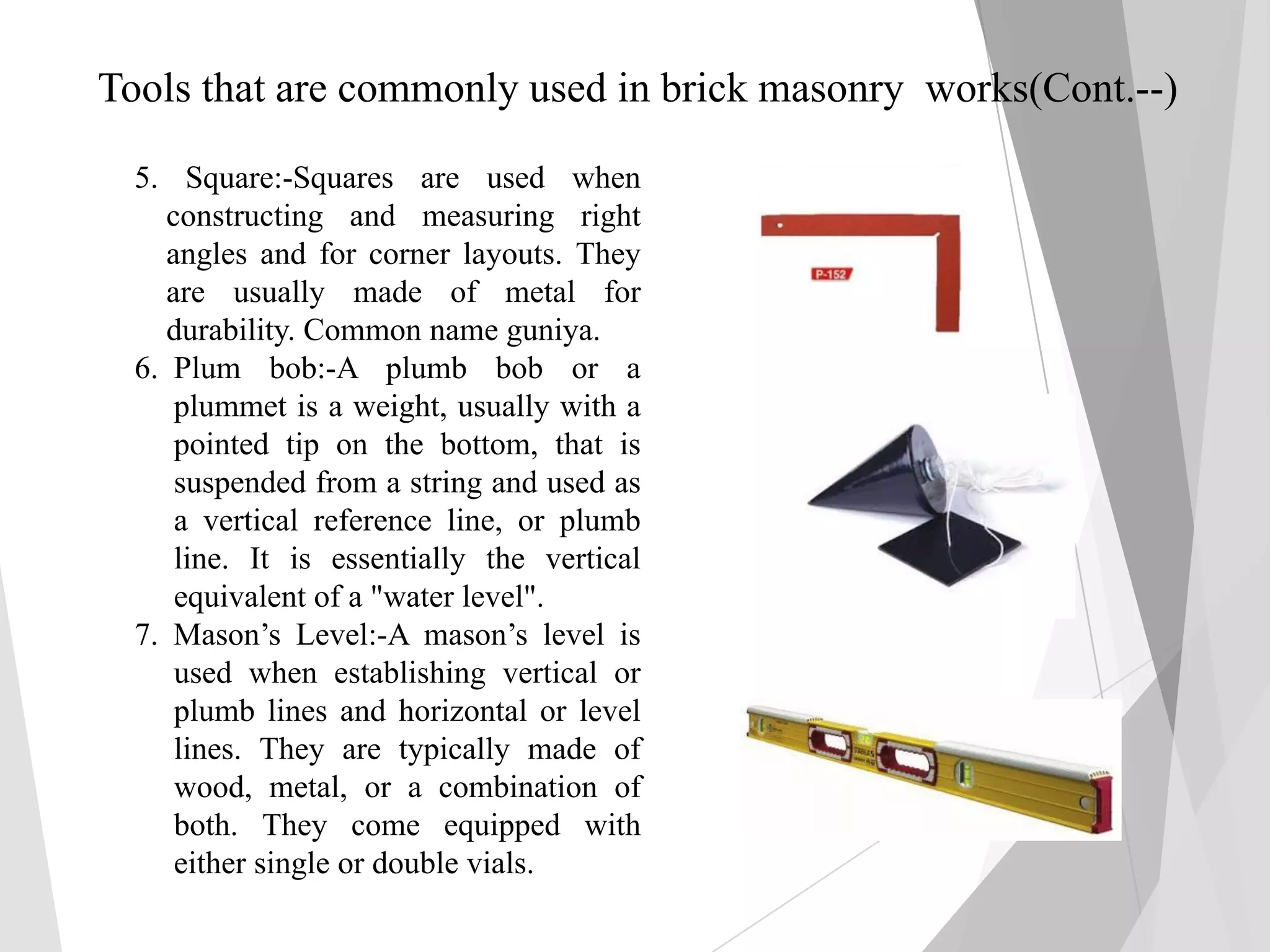 Brick masonry tools | PDF